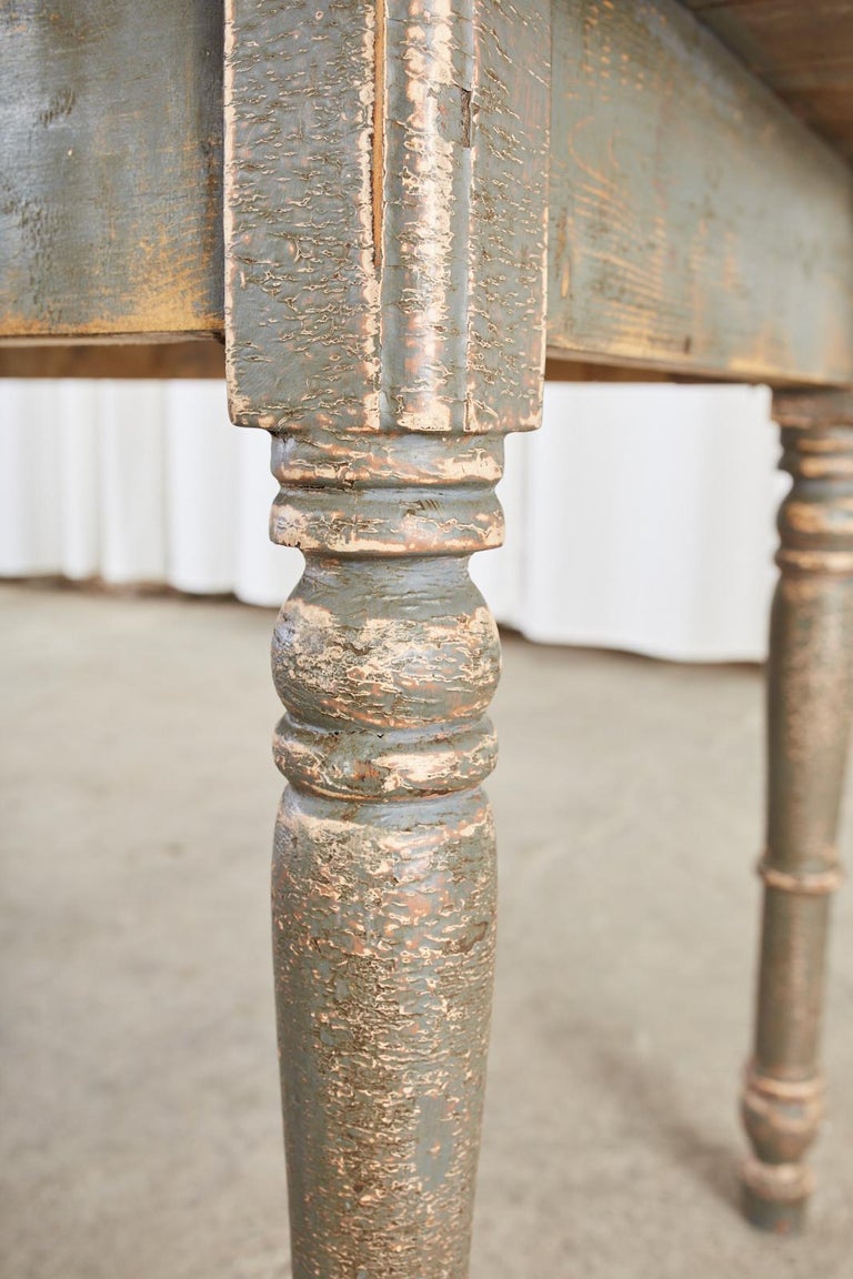 American Country Painted Pine Farmhouse Dining Table For Sale at 1stDibs