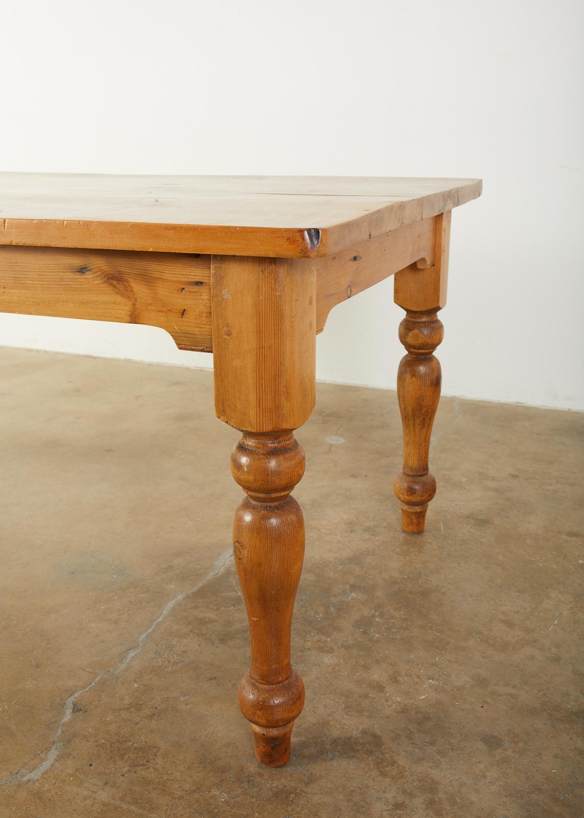 American Country Pine Farmhouse Harvest Dining Table at 1stDibs