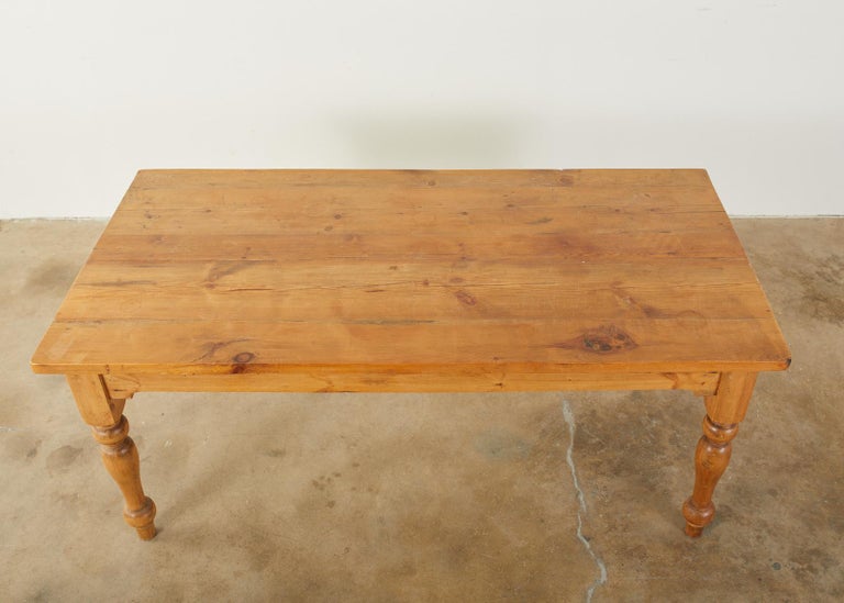 American Country Pine Farmhouse Harvest Dining Table at 1stDibs