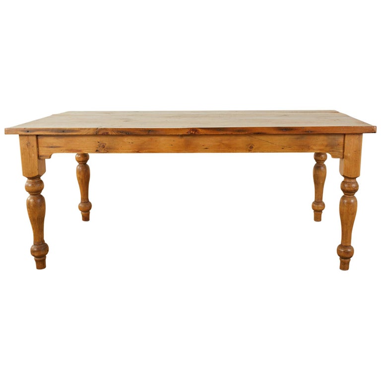 American Country Pine Farmhouse Harvest Dining Table at 1stDibs