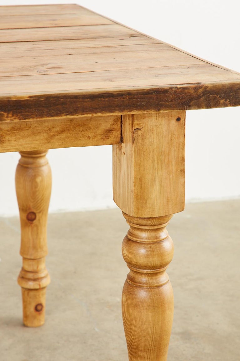 American Country Pine Turned Leg Farmhouse Table at 1stDibs
