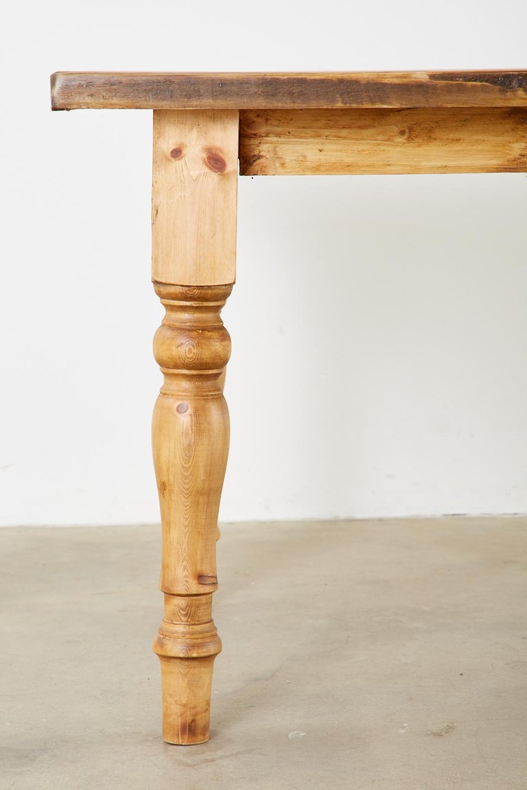American Country Pine Turned Leg Farmhouse Table at 1stDibs