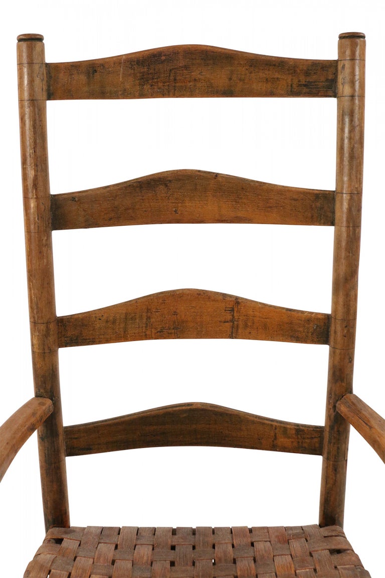 American Country Rustic Pine and Woven Splint Wood Rocking Chair For ...