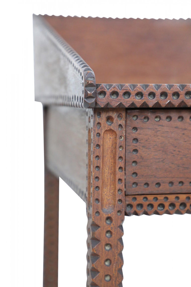 American Country Tramp Art Style Notch Carved Secretary Desk For Sale ...