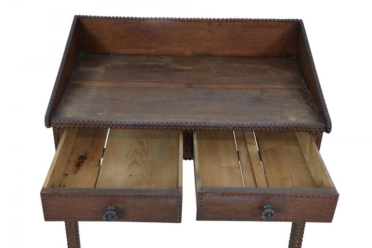 American Country Tramp Art Style Notch Carved Secretary Desk For Sale ...