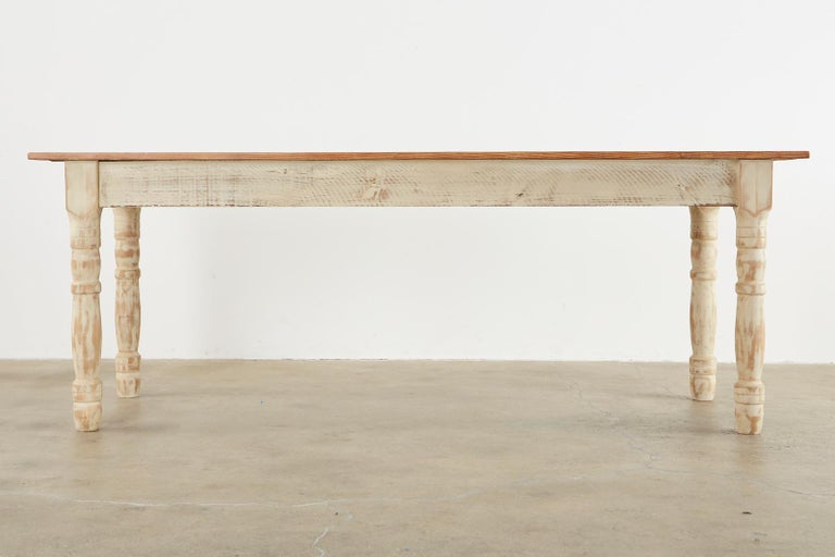 American Country White Painted Pine Farmhouse Dining Table For Sale at ...