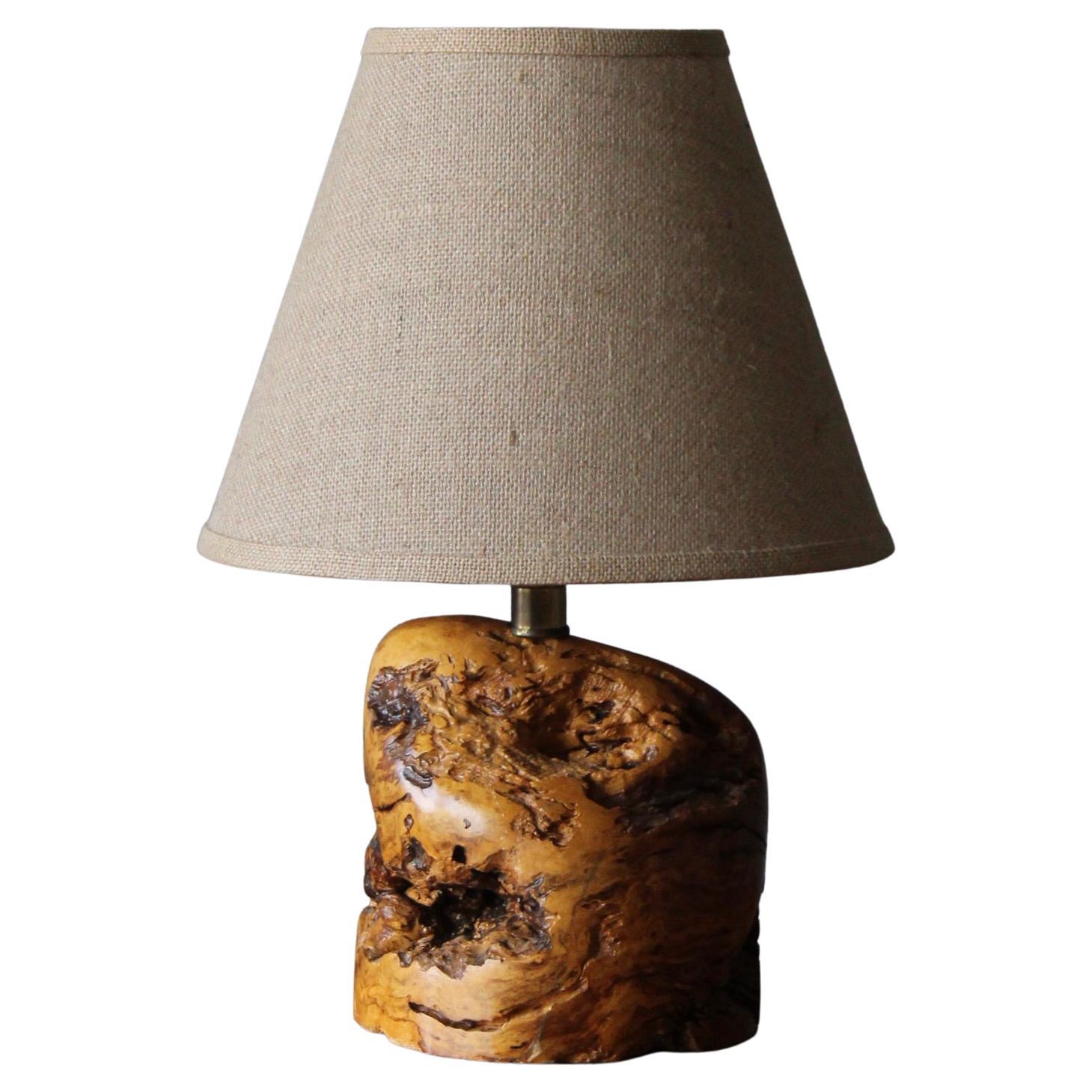 American Craft, Freeform Table Lamp, Burl, Fabric, America, 1950s For ...