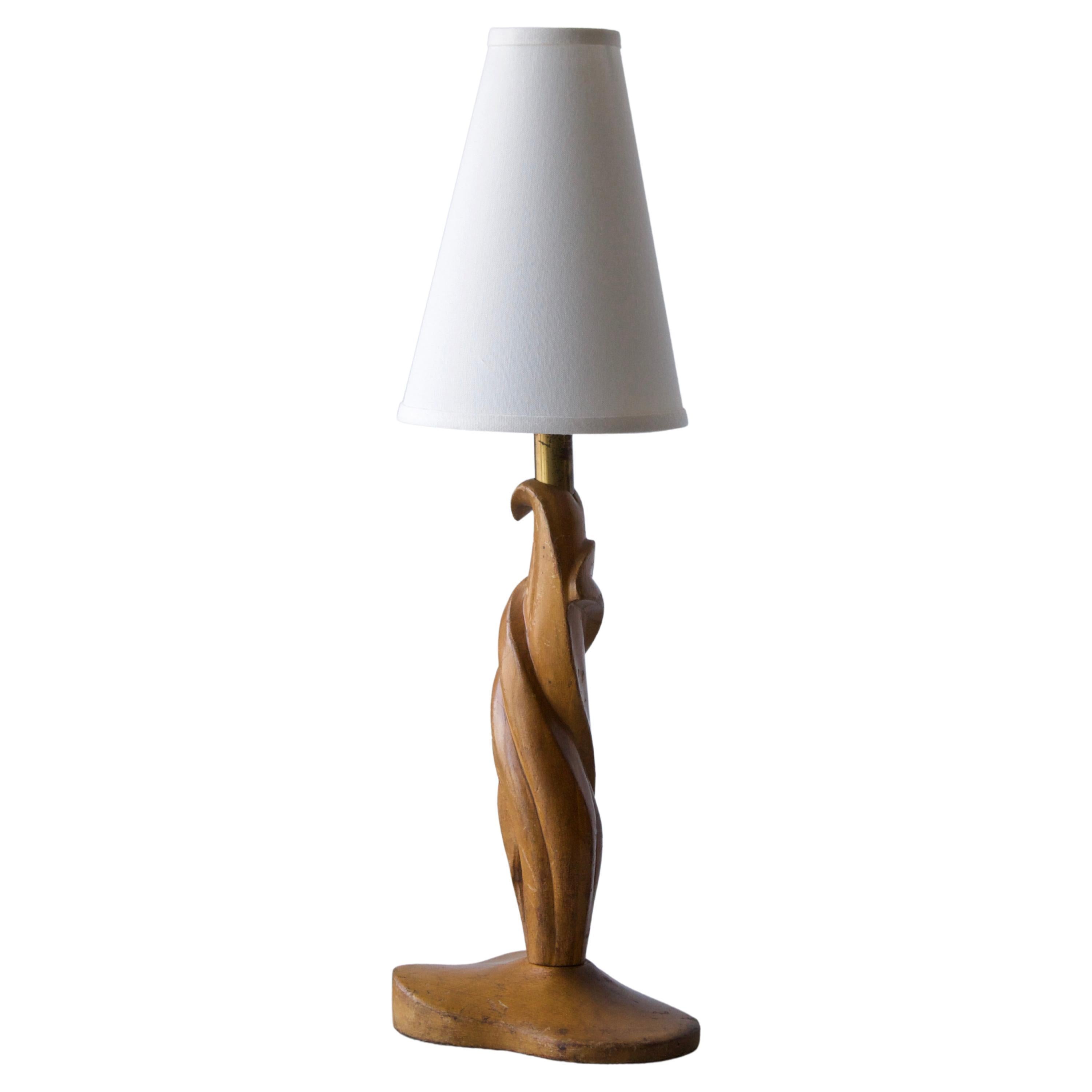 American Craft, Freeform Table Lamp, Burl, Fabric, America, 1950s For ...