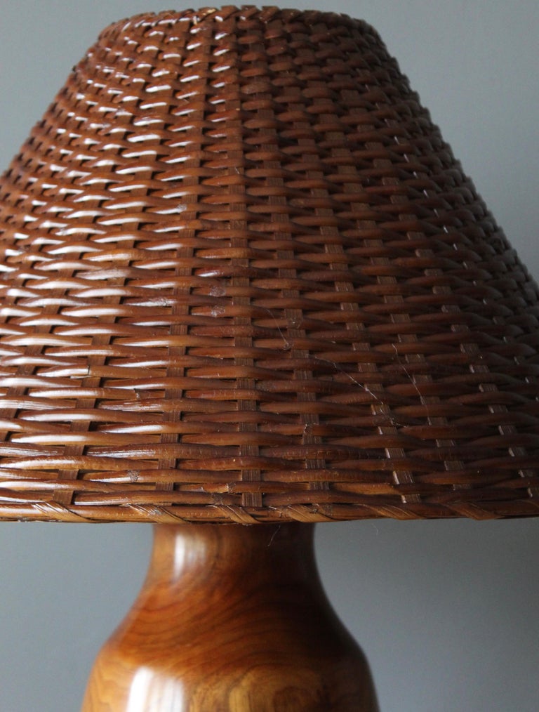 American Craft, Freeform Table Lamp, Wood, Rattan, America, 1960s For ...