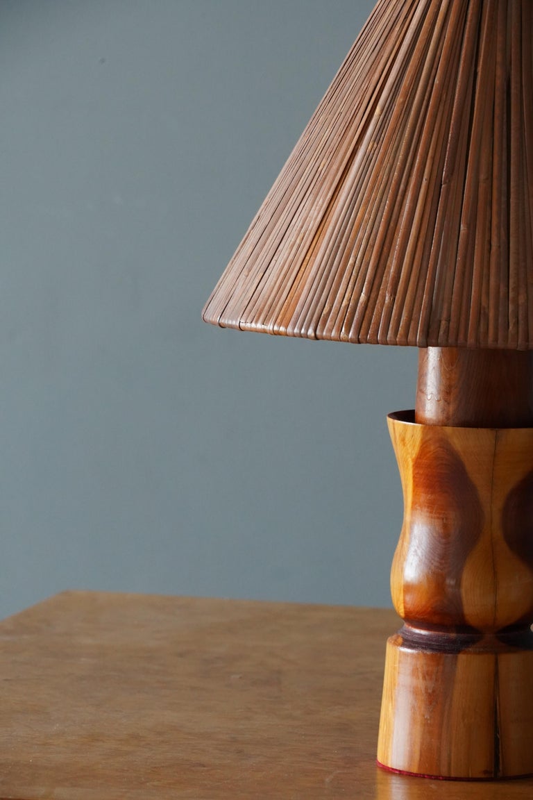 American Craft, Freeform Table Lamp, Wood, Rattan, America, 1960s For ...