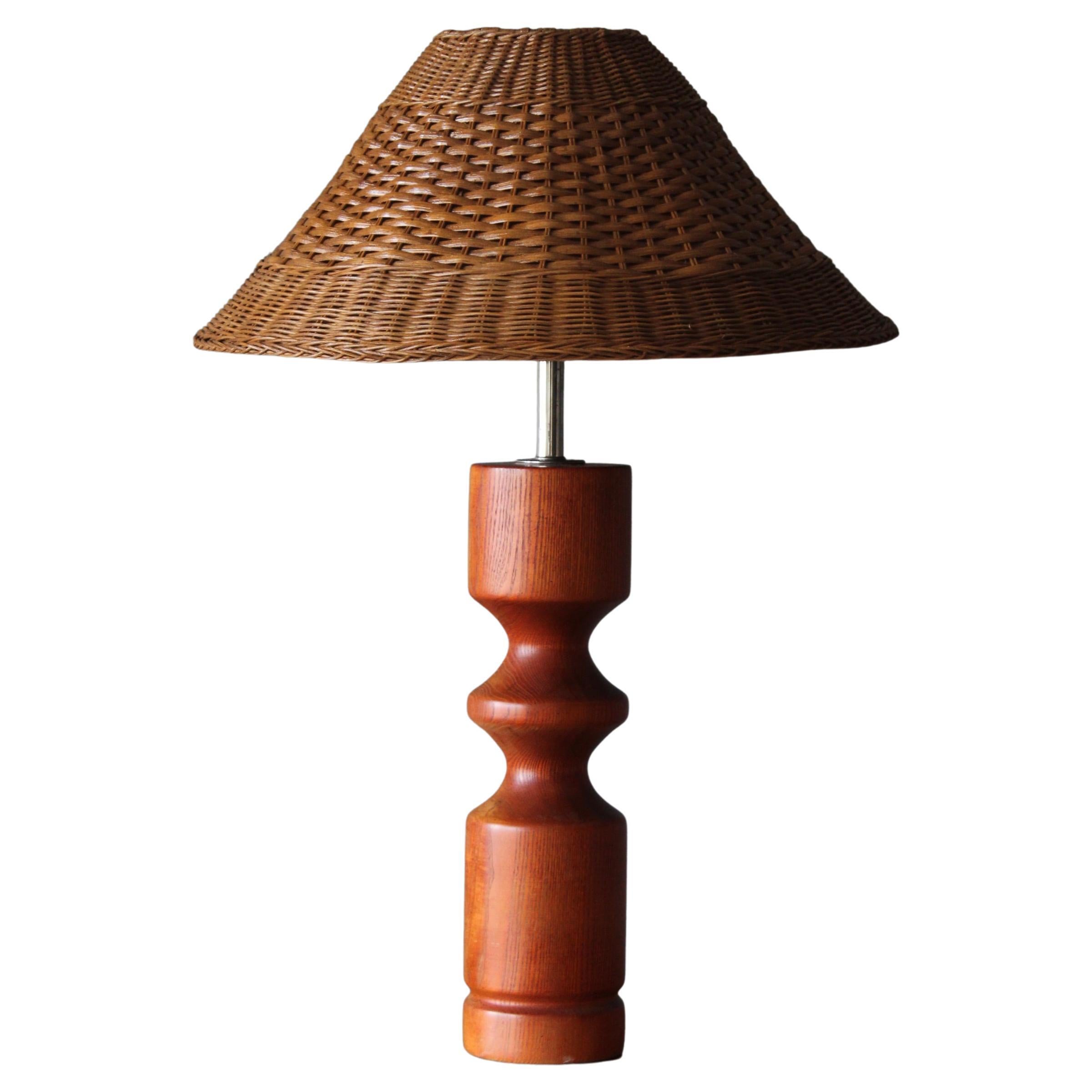 American Craft, Large Freeform Table Lamp, Oak, Metal, Rattan, America ...