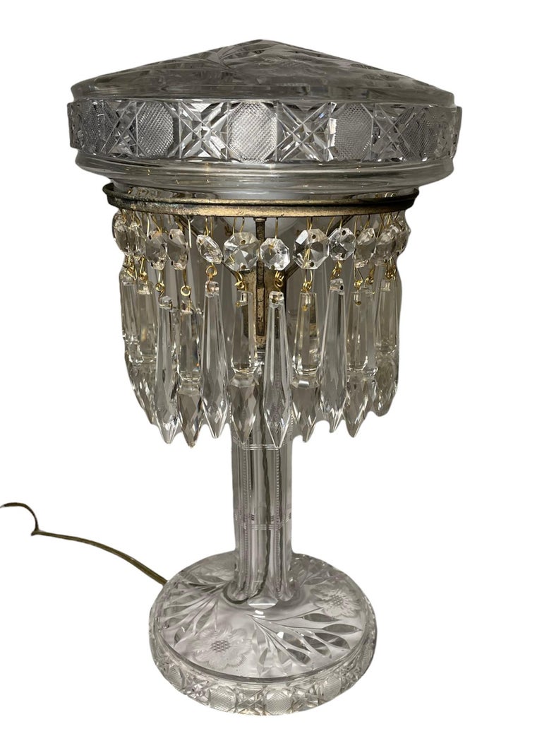 American Cut Crystal Mushroom Shaped Table Lamp at 1stDibs