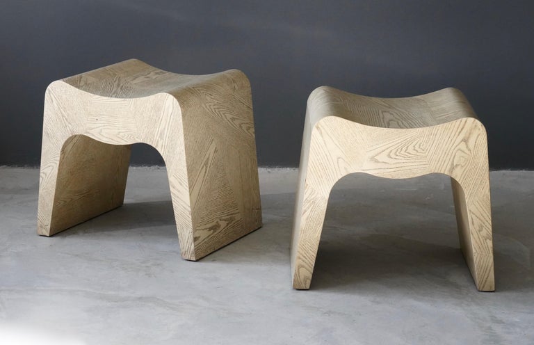 American Designer, Custom Freeform Stools, Light Oak, United States c ...