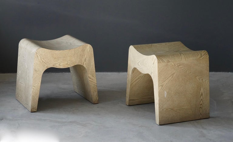 American Designer, Custom Freeform Stools, Light Oak, United States c ...