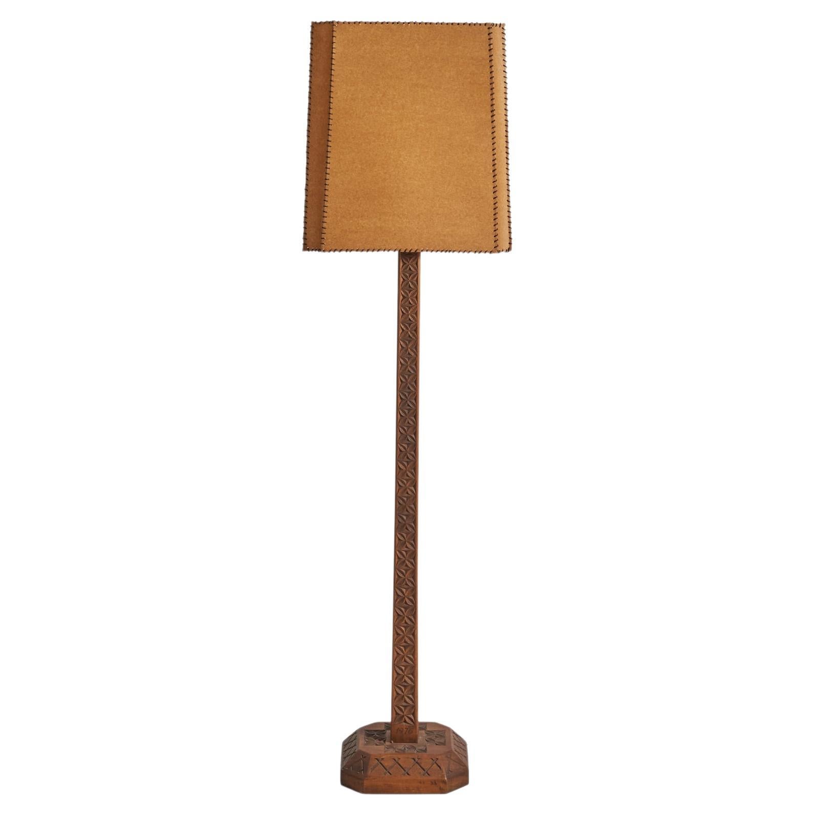 American Designer, Floor Lamp, Wood, Paper, USA, 1976 For Sale at 1stDibs