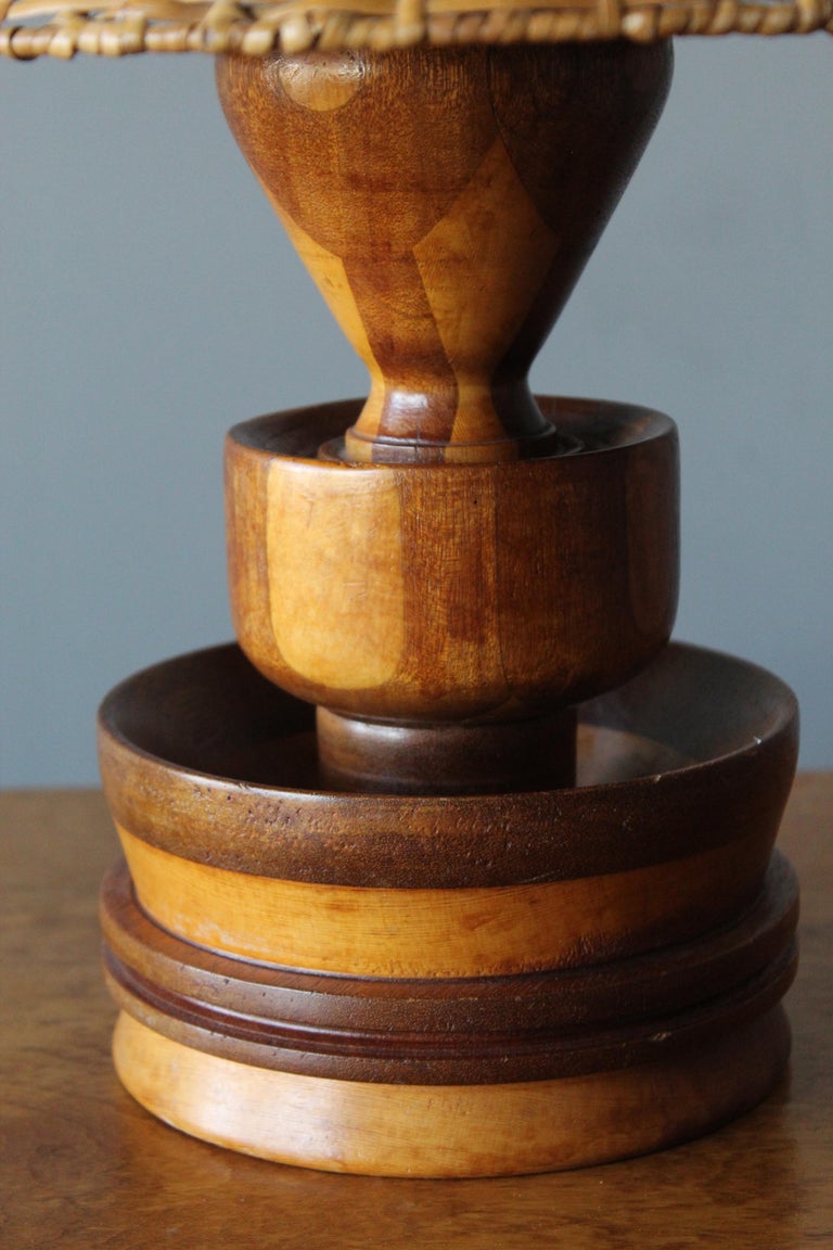 American Designer, Freeform Table Lamp, Solid Woods Rattan, United ...