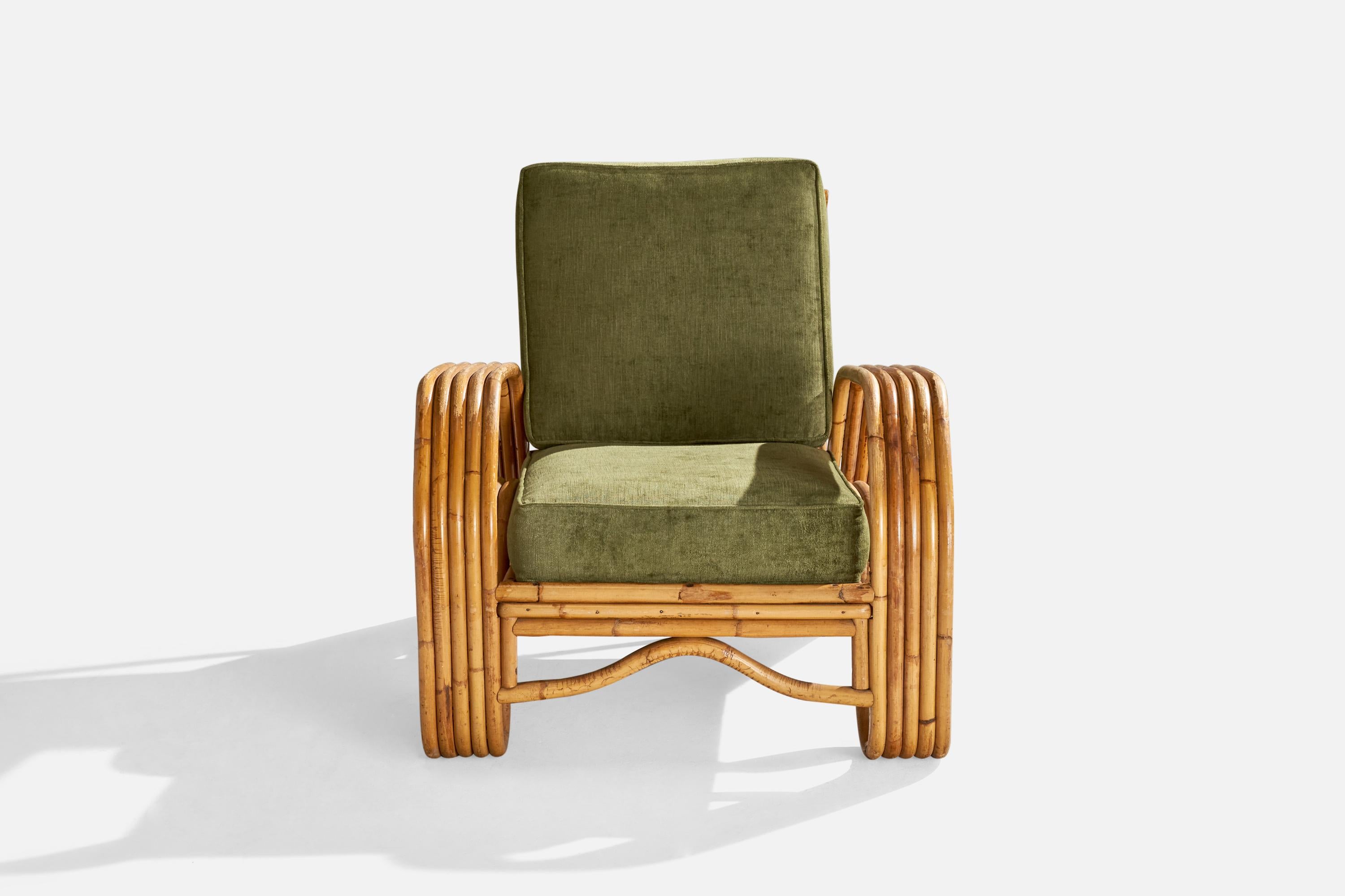 American Designer, Lounge Chair, Bamboo, Velvet, USA, 1950s For Sale at ...