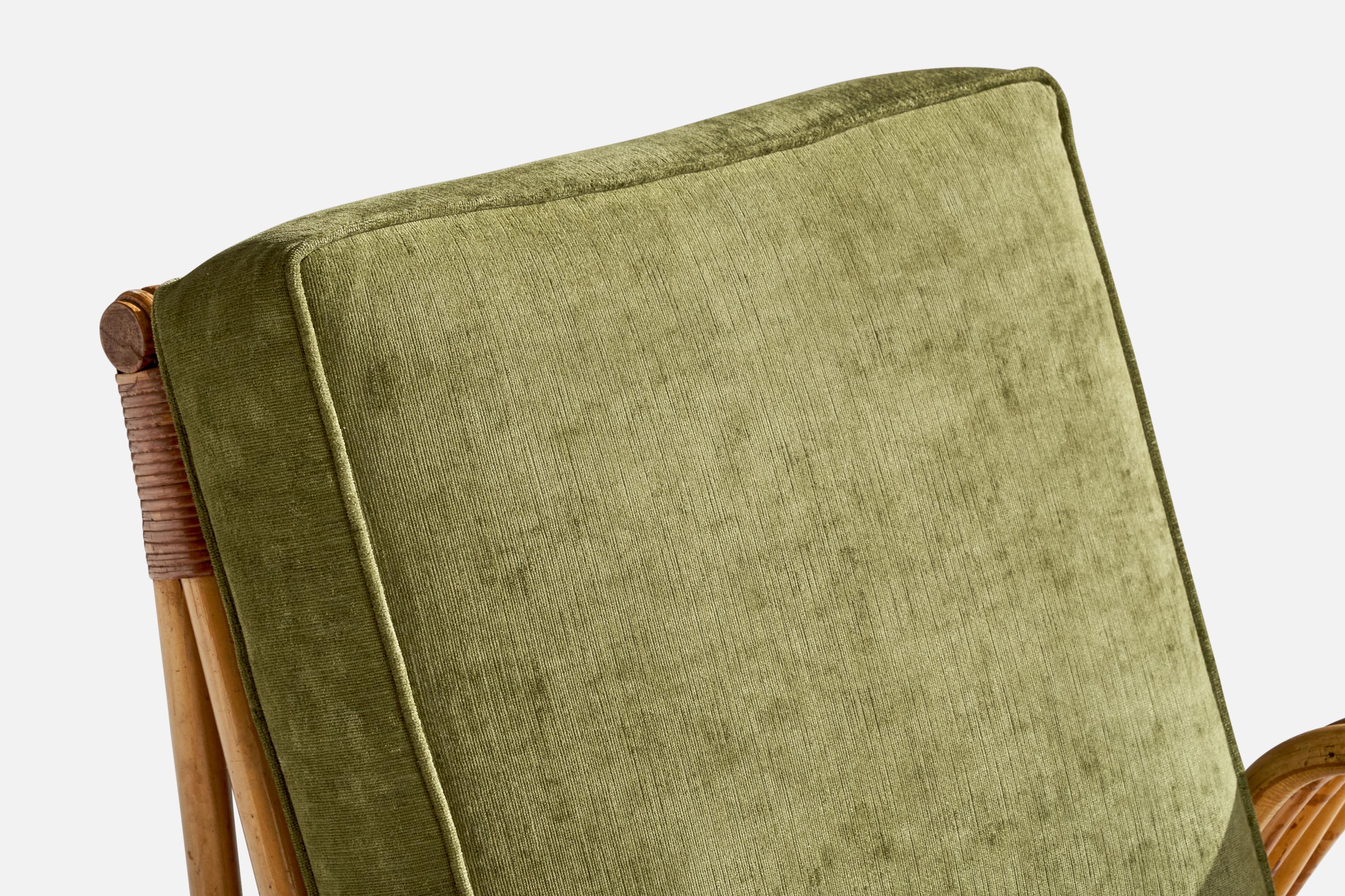 American Designer, Lounge Chair, Bamboo, Velvet, USA, 1950s For Sale at ...