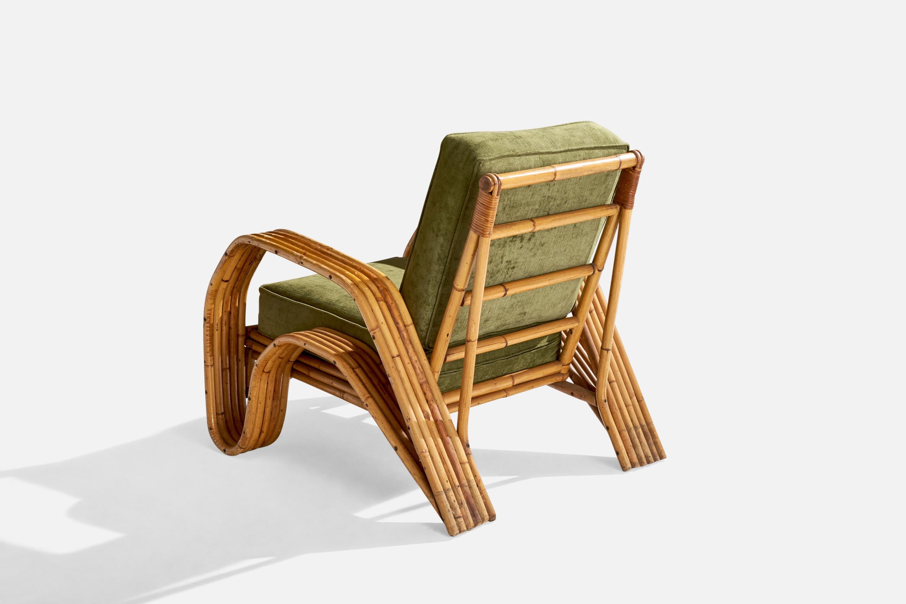 American Designer, Lounge Chair, Bamboo, Velvet, USA, 1950s For Sale at ...