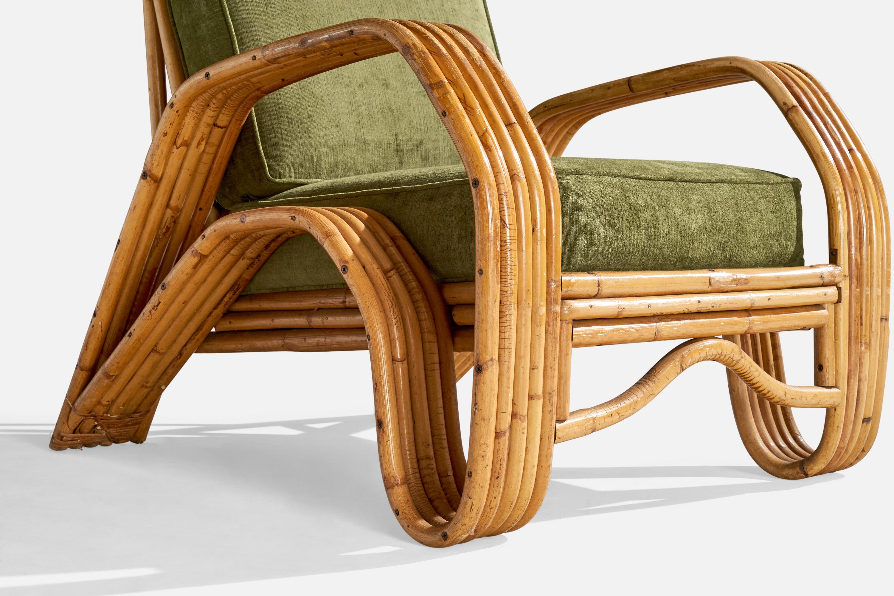 American Designer, Lounge Chair, Bamboo, Velvet, USA, 1950s For Sale at ...