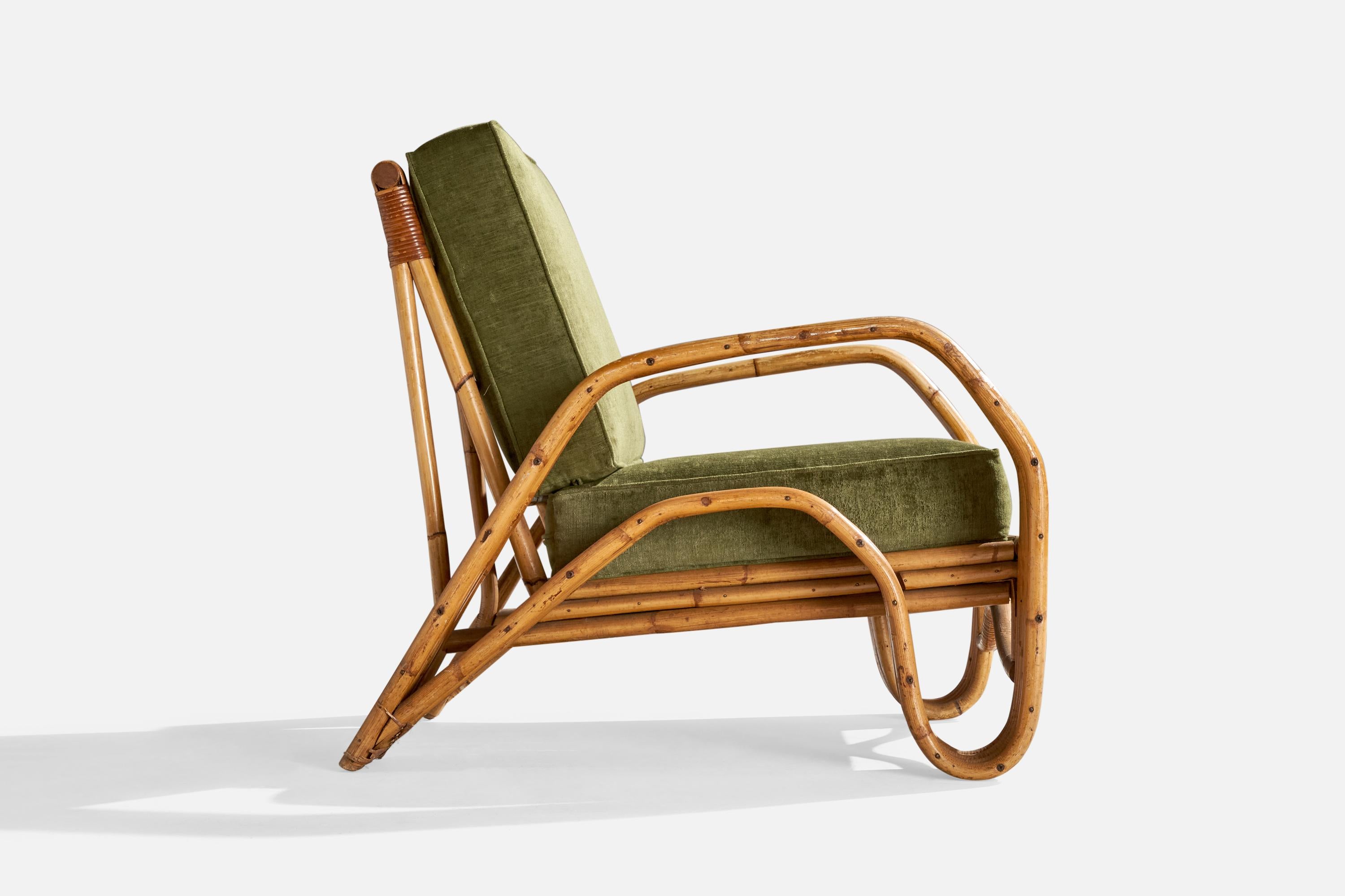 American Designer, Lounge Chair, Bamboo, Velvet, USA, 1950s For Sale at ...