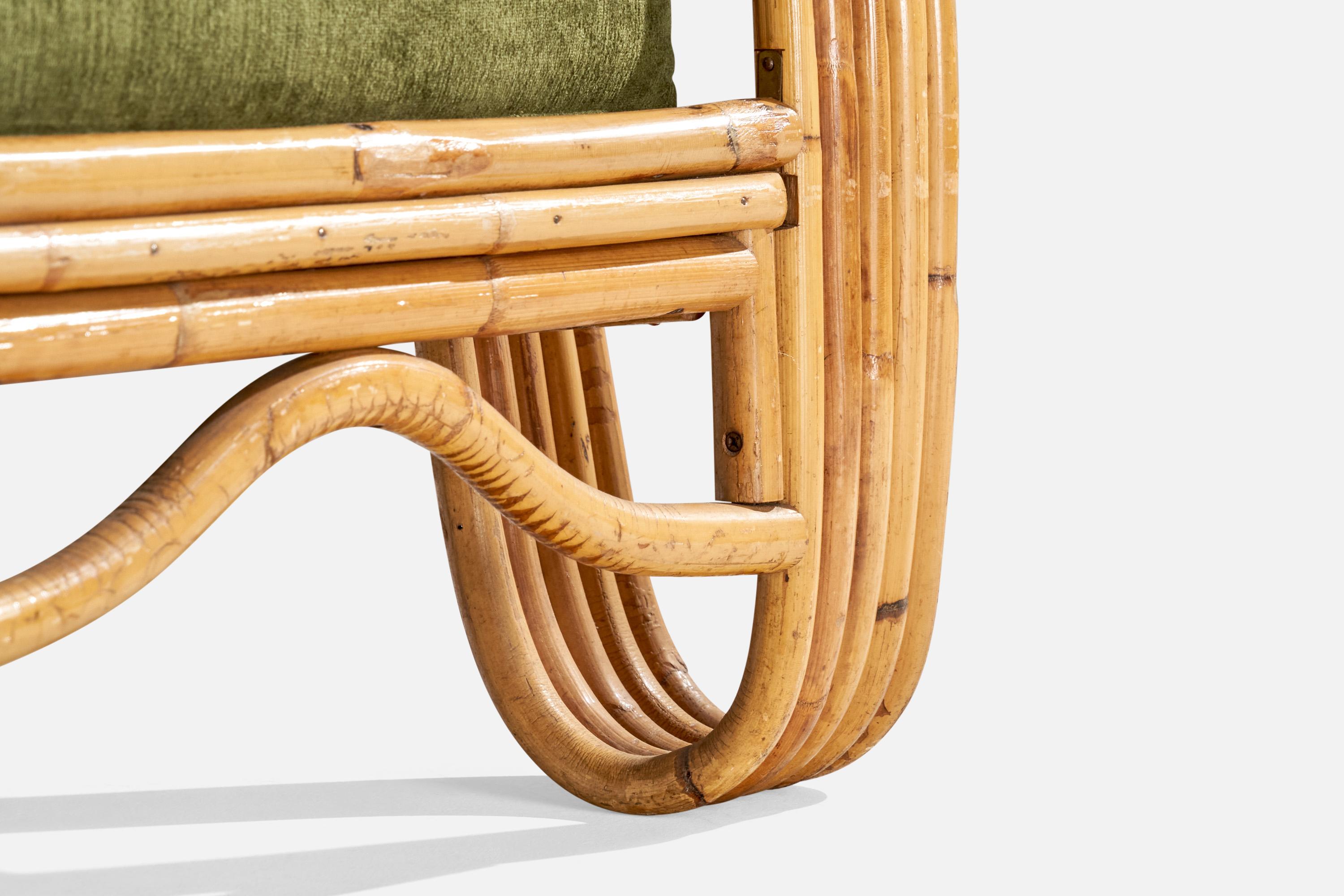 American Designer, Lounge Chair, Bamboo, Velvet, USA, 1950s For Sale at ...