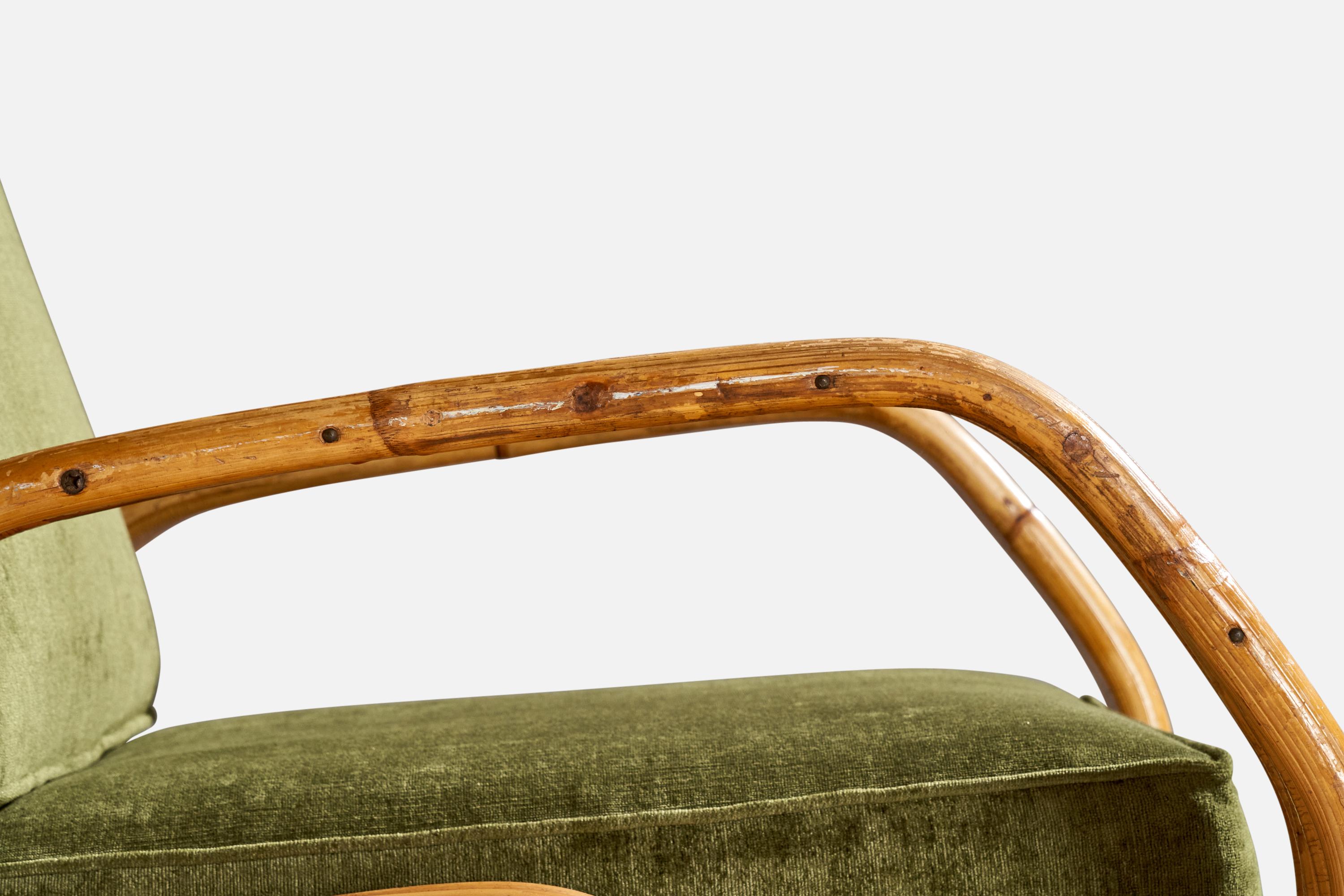 American Designer, Lounge Chair, Bamboo, Velvet, USA, 1950s For Sale at ...