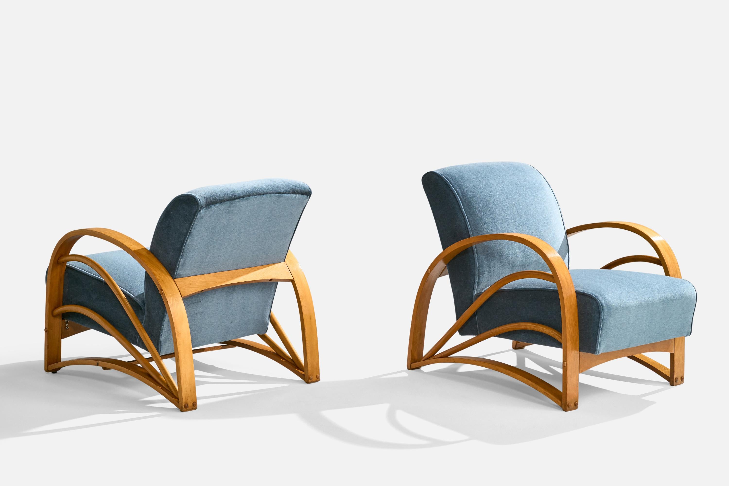 American Designer, Lounge Chairs, Oak, Mohair, USA, 1950s For Sale at ...
