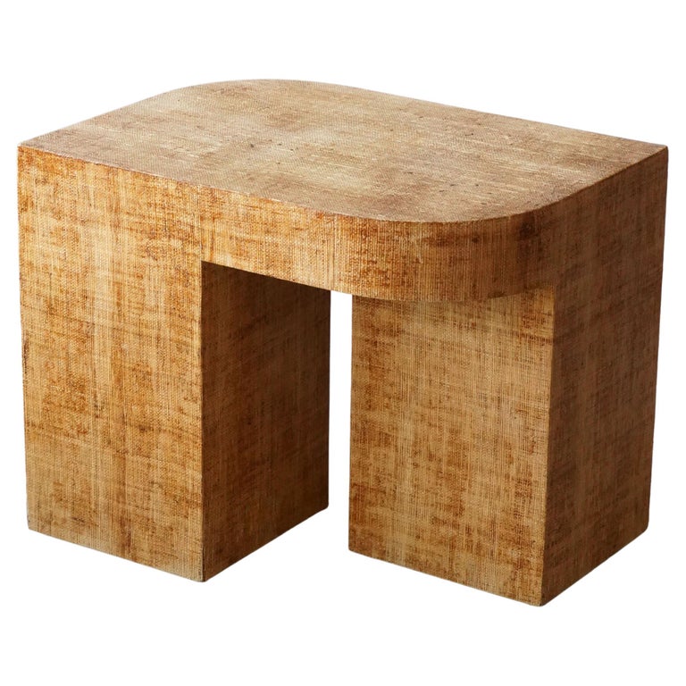 American Designer, Minimalist Side Table, Grasscloth, Wood, United ...
