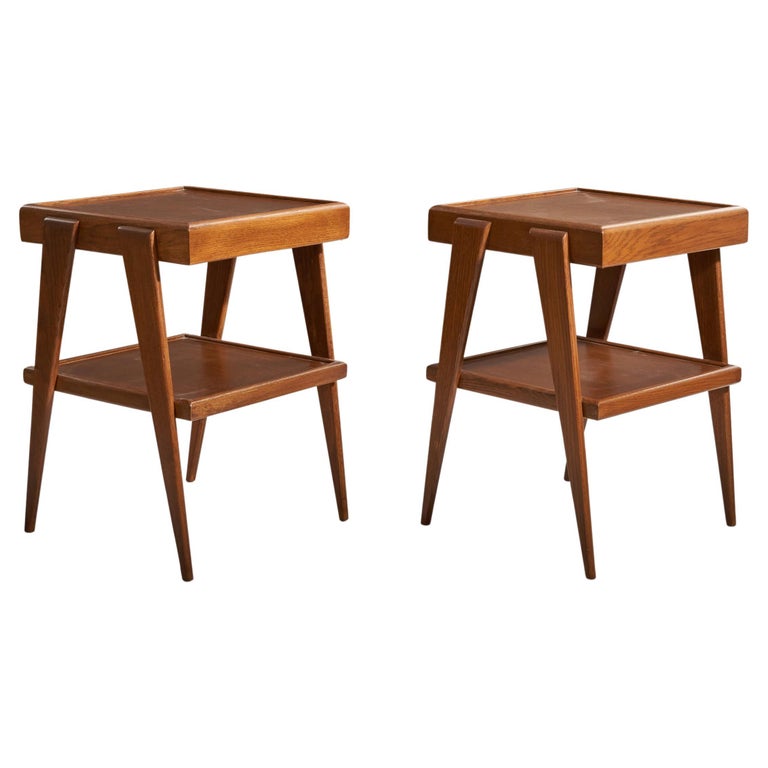American Designer, Pair of Side Tables, Oak, United States, 1950s at ...