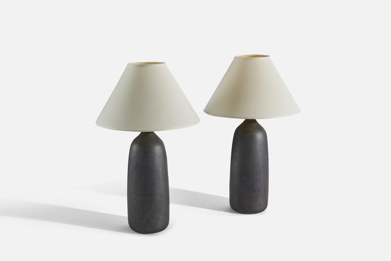 American Designer, Pair of Table Lamps, Black Ceramic, United States ...