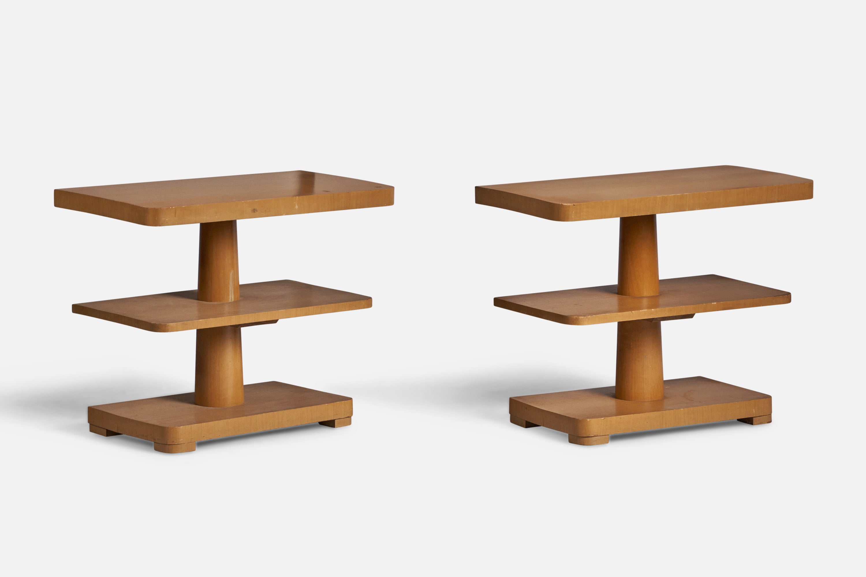American Designer, Side Tables, Wood, USA, 1940s For Sale at 1stDibs