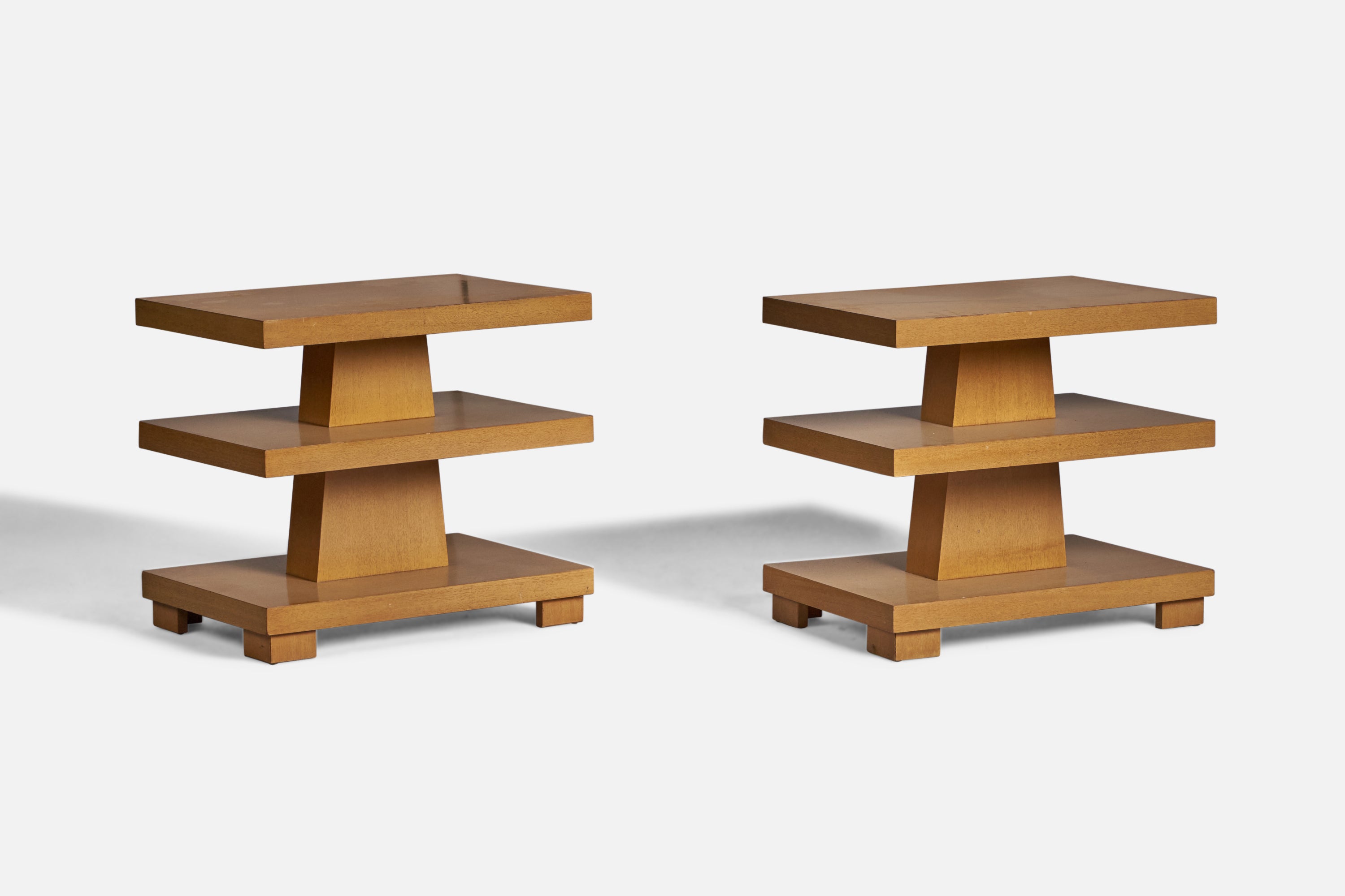 American Designer, Side Tables, Wood, USA, 1940s For Sale at 1stDibs