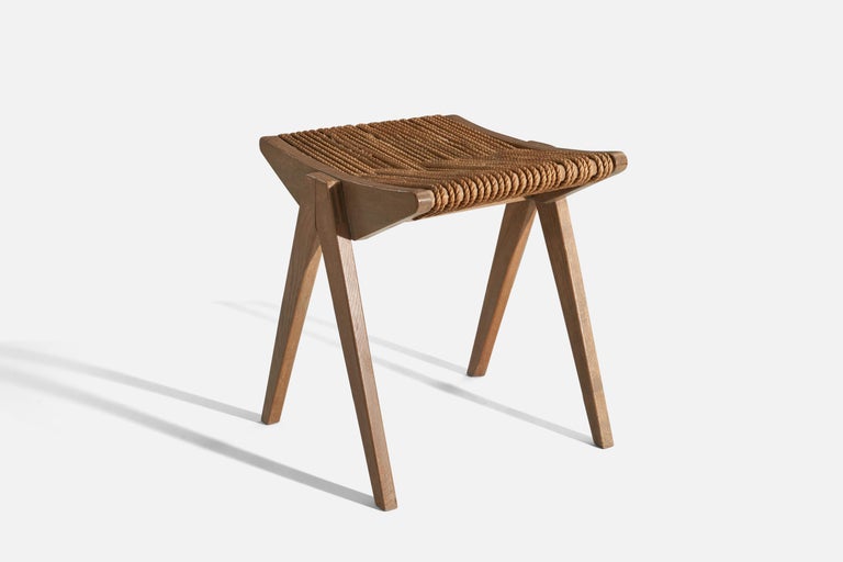 American Designer, Stools, Oak, Jute Cord, USA, 1950s For Sale at 1stDibs