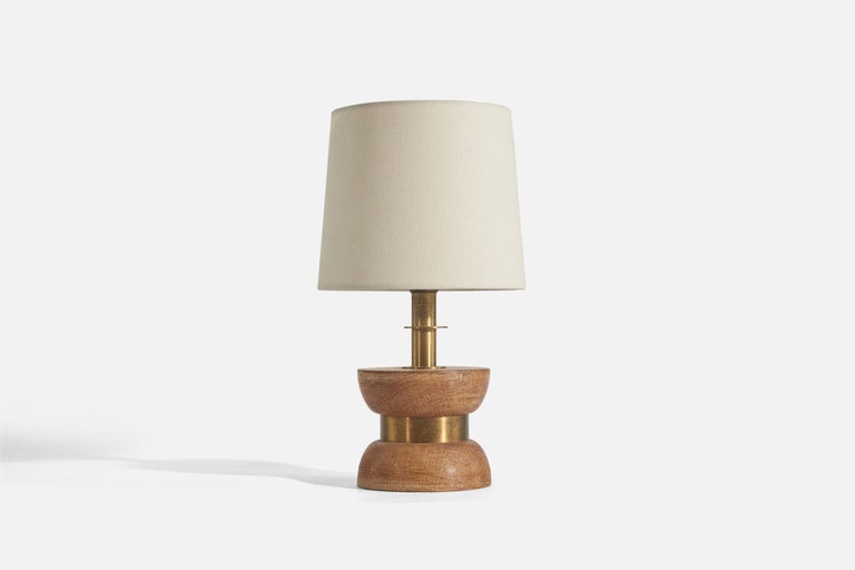 American Designer, Table Lamp, Oak, Brass, United States, 1950s For ...