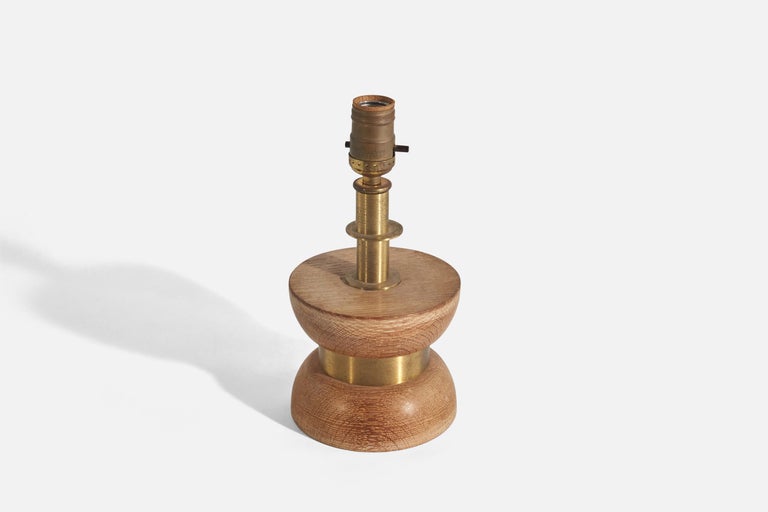 American Designer, Table Lamp, Oak, Brass, United States, 1950s For ...
