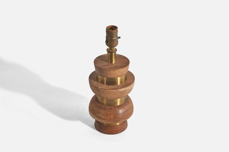 American Designer, Table Lamp, Oak, Brass, United States, 1950s For ...