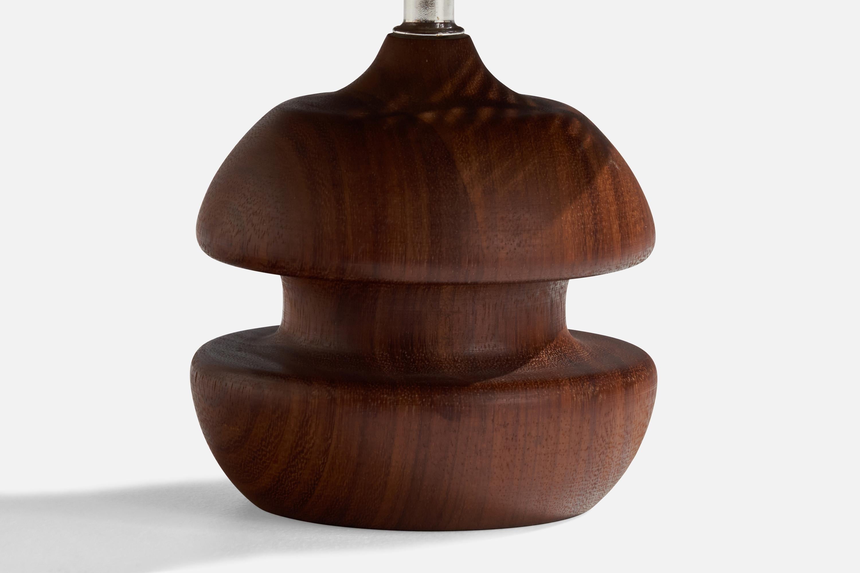 American Designer, Table Lamp, Teak, Brass, Rattan, USA, 1960s For Sale ...