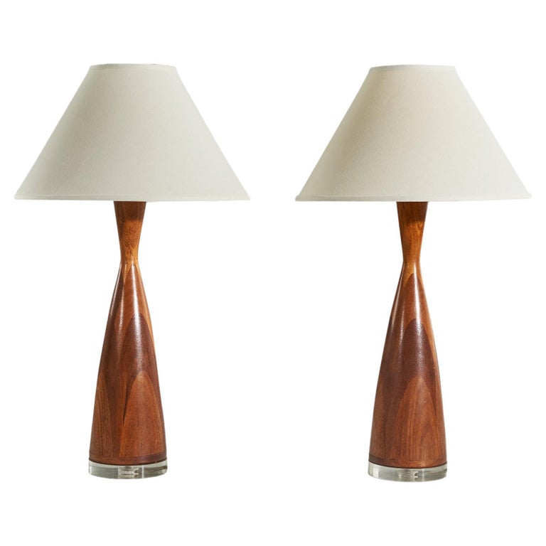 American Designer, Table Lamps, Wood, Acrylic, United States, 1960s For ...