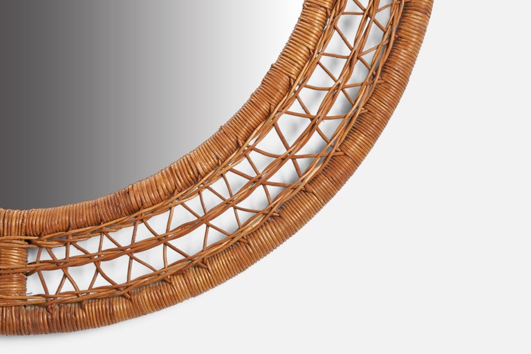 American Designer, Wall Mirror, Wicker, USA, 1960s For Sale at 1stDibs