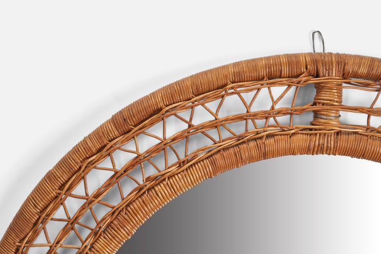 American Designer, Wall Mirror, Wicker, USA, 1960s For Sale at 1stDibs
