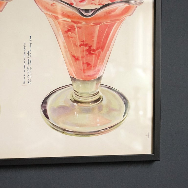 Vintage American Diner Advertising Designs 'Cherry Sundae', 1950s Print ...