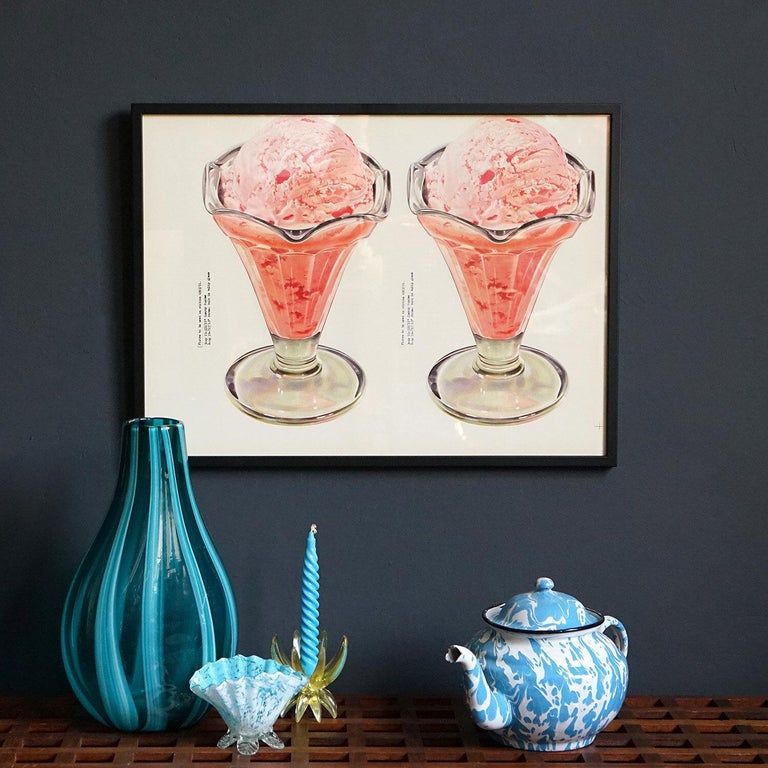 Vintage American Diner Advertising Designs 'Cherry Sundae', 1950s Print ...