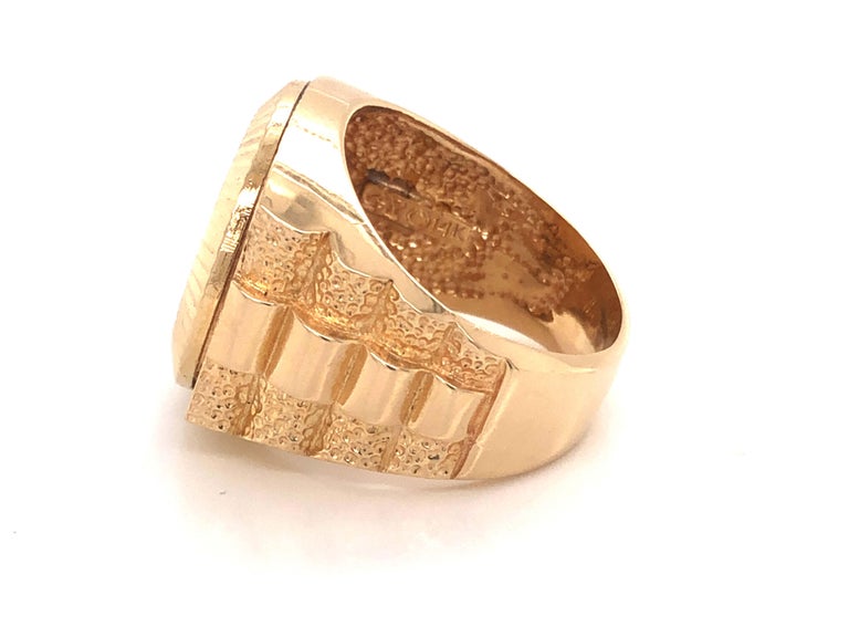American Eagle Gold Coin Rolex Style Ring in 14k Yellow Gold at 1stDibs