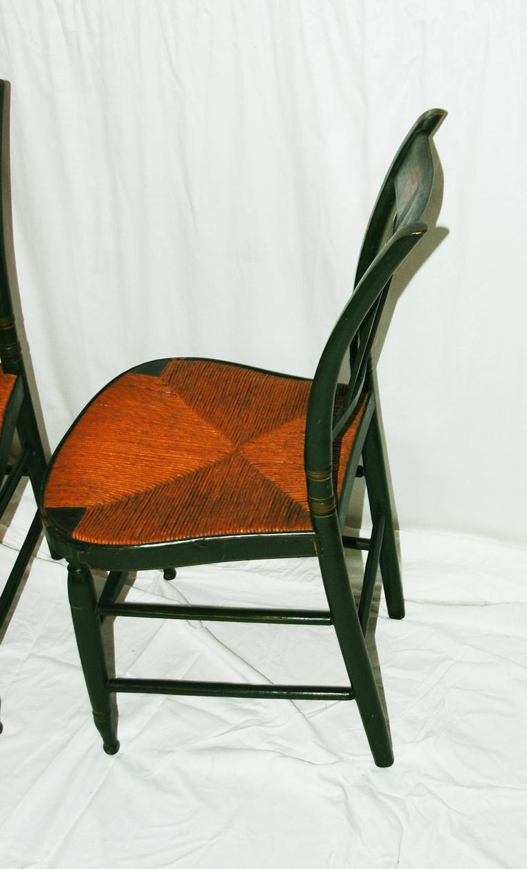 American Early 19th Century Sheraton Pair of Painted Arrowback Side ...