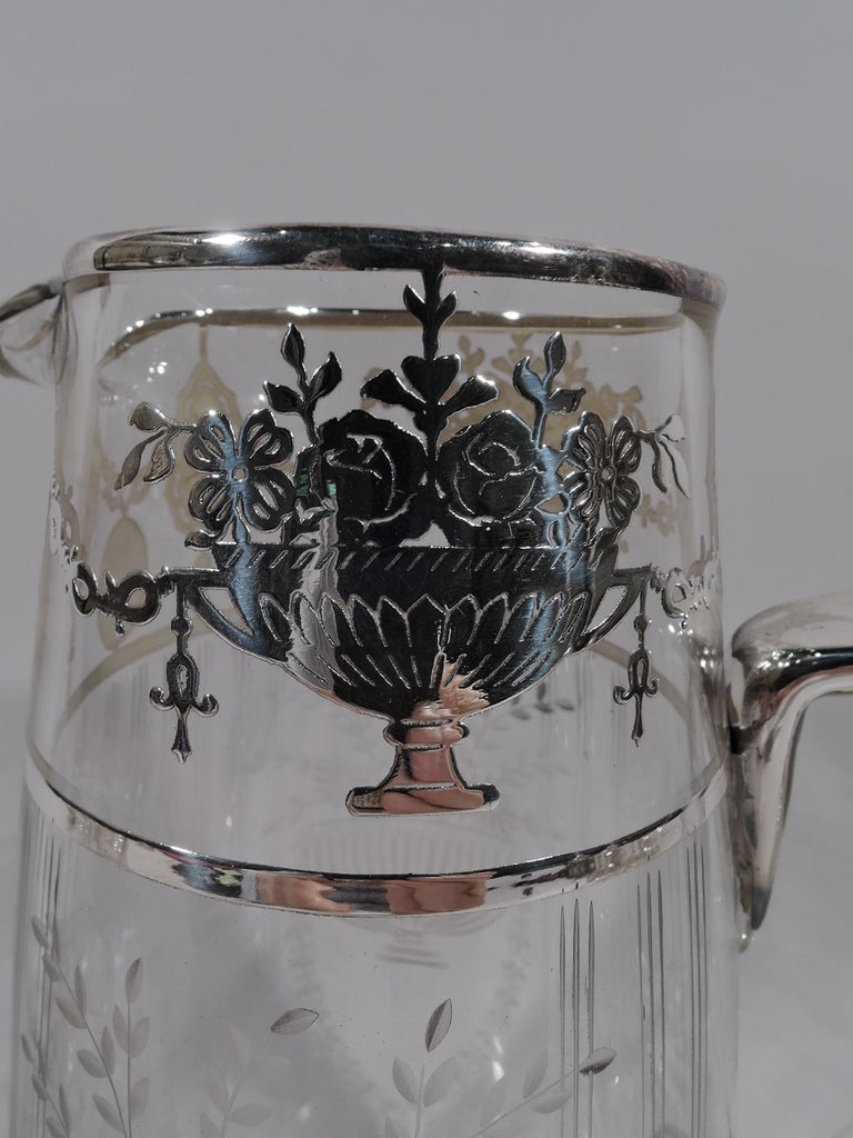 American Edwardian Regency Silver Overlay Drinks Set with Pitcher and ...