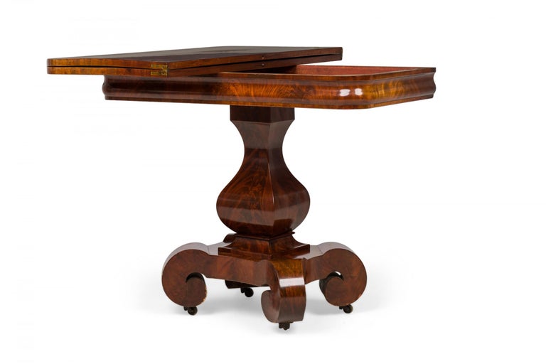 American Empire Expanding Rectangular Wood Side Table with Mahogany ...