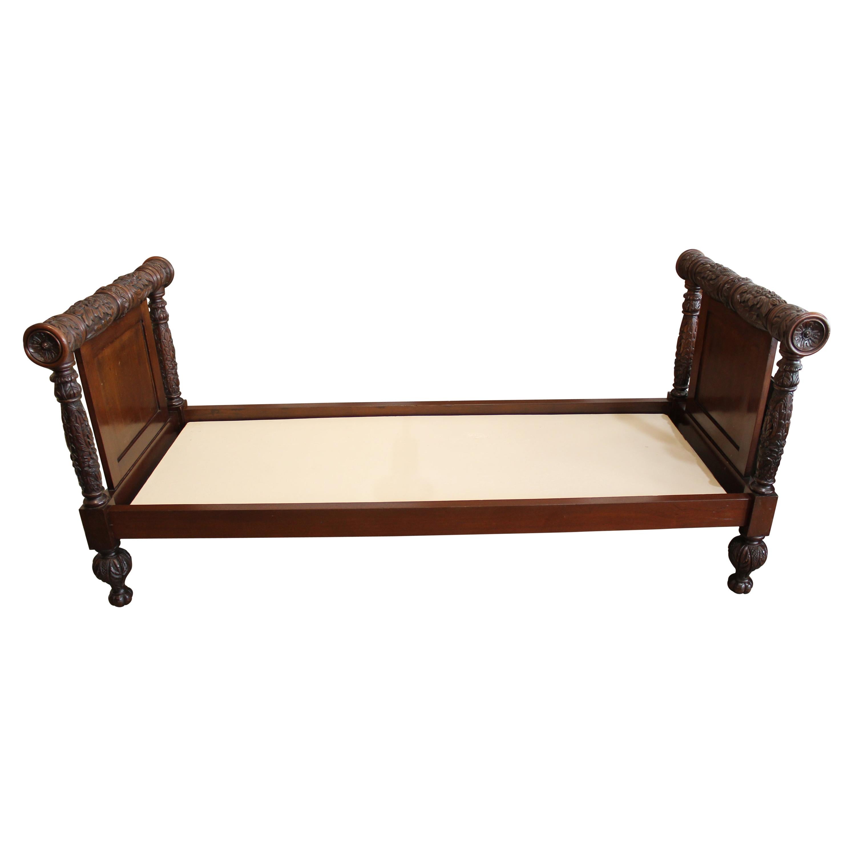 American Empire Mahogany Carved Daybed at 1stDibs