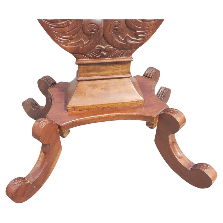 American Empire Mahogany Rectangular Lyre Base Side Table, C 1940s For ...