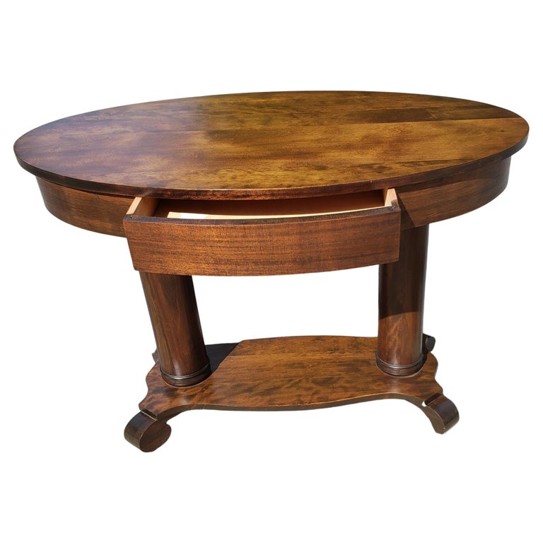 American Empire Style Oval Stained Oak Library Table For Sale at ...